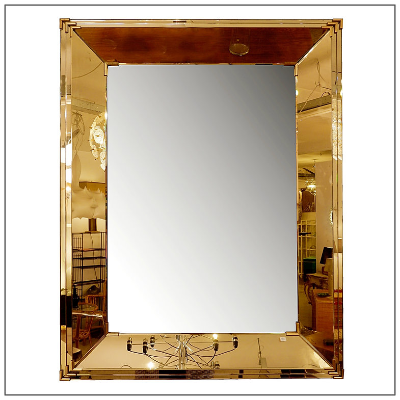 Rectangular Mirror with pink parclose att. to Jacques Adnet circa 1935 Design Mirrors Online Via Antica